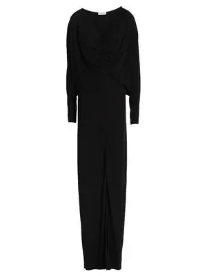 Saint Laurent Simple V-neck Long-sleeve Evening Dress - Black