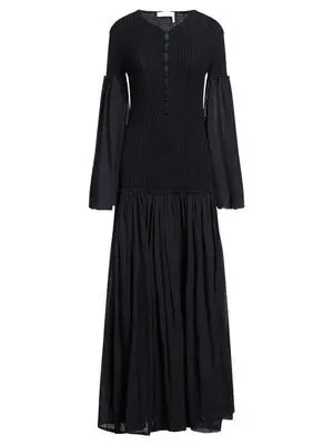 Chloé Long Sleeve Round Neck Button-down Dress - Black