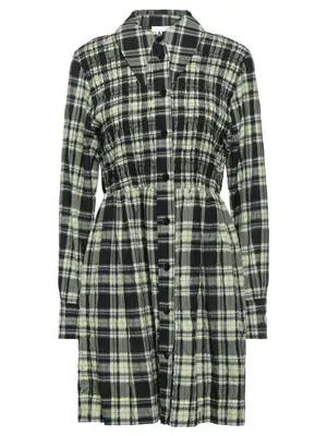 GANNI Long Sleeve Pleated Dress - Gray