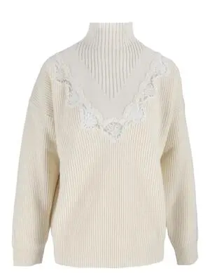 Ermanno Scervino Lace-trim Ribbed-knit Sweater - White