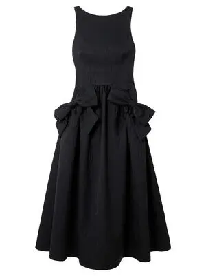 Rebecca Vallance Gathered Moire Midi Dress - Black