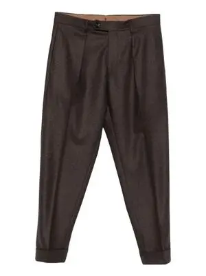 BERWICH Pleated Wool Trousers - Brown