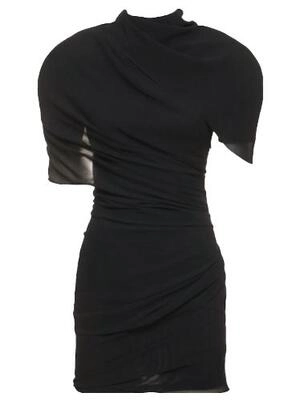 Jacquemus Asymmetric Ruched Short Sleeve Dress - No