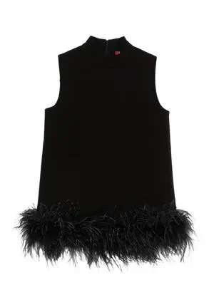 Max Mara Feather-trim Sleeveless Top - Black