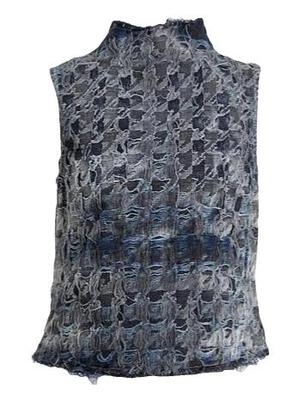 DIESEL® Sleeveless Turtleneck Zipup Top - Blue