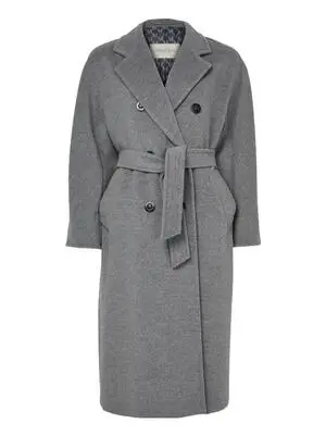 Max Mara Madame Belted Maxi Coat Gray