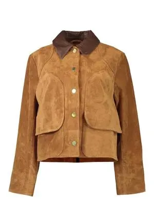 Veronica Beard Suede Cropped Jacket - Brown