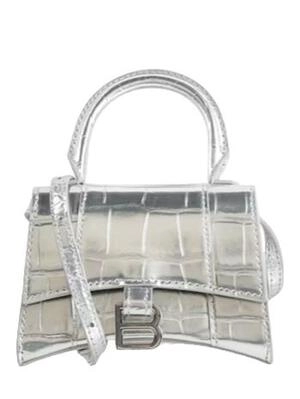 Balenciaga Mini Crocodile Embossed Leather Bag - Gray