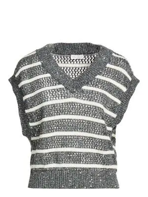 Brunello Cucinelli Sequined V-neck Sweater - Gray