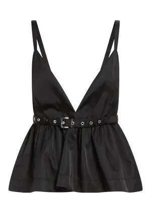 GANNI Deep V Neckline Top - Black