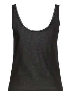 Saint Laurent Metallic Knit Sleeveless Top - Black
