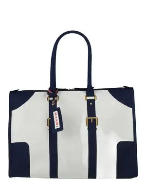 Marni Multicolor Woven Tote Bag - White
