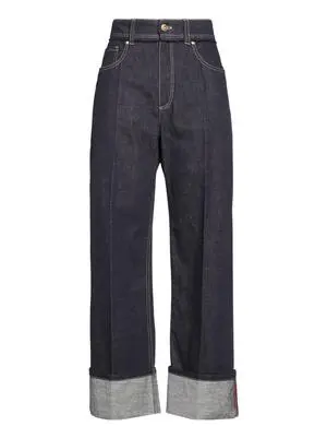 Brunello Cucinelli Simple And Versatile Dark Denim Wide-leg Pants - Black