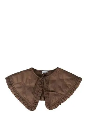 GANNI Solid Color Round Neck Shawl - Brown
