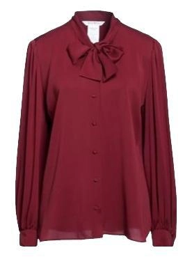 Max Mara Stand-collar Long-sleeve Blouse Red
