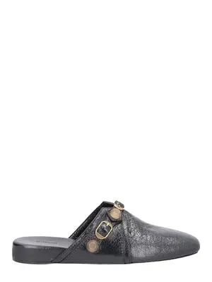 Balenciaga Square-toe Flat Leather Mules - Gray