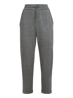 Brunello Cucinelli Cotton-silk Drawstring Trousers - Grey
