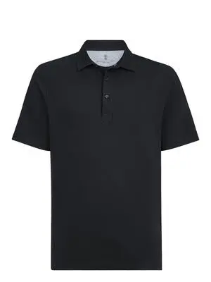 Brunello Cucinelli Cotton Polo Shirt Blue