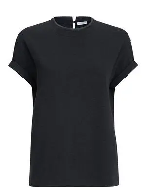 Brunello Cucinelli Stretch-cotton Monili-detail T-shirt - Black