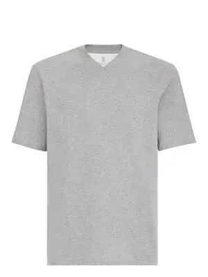 Brunello Cucinelli Cotton V-neck T-shirt - Grey