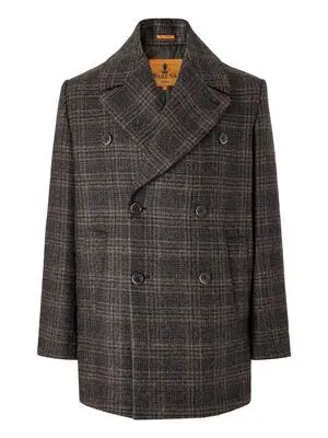 Barena Venezia Double-breasted Prince Of Wales Wool-blend Blouson Jacket - Brown