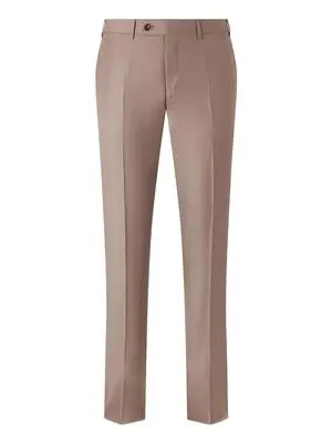 Canali Slim-fit Wool-twill Suit Trousers - Brown