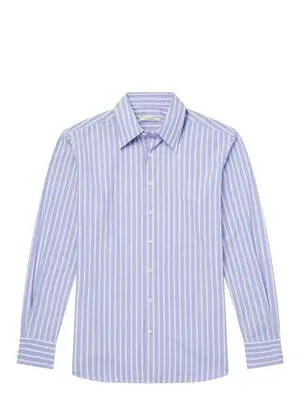 Husbands Striped Supima Cotton-poplin Shirt - Blue
