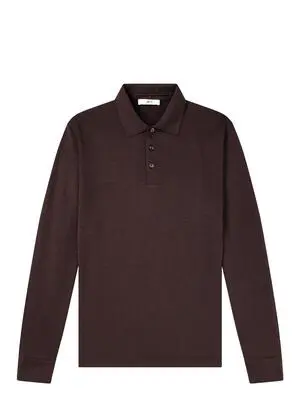 Mr P. Silk And Cotton-blend Polo Shirt - Brown