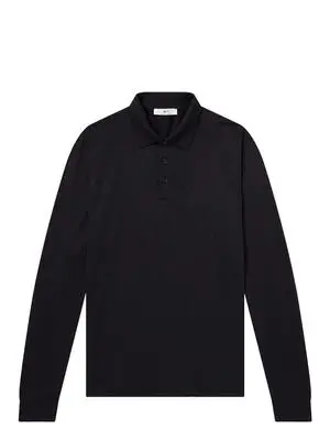 Mr P. Silk And Cotton-blend Polo Shirt - Black