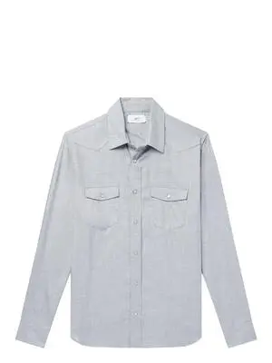 Mr P. Herringbone Cotton And Lyocell-blend Shirt - Gray