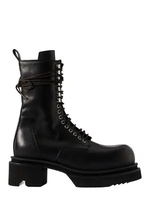 Rick Owens Bogun Leather Lace-up Boots - Black