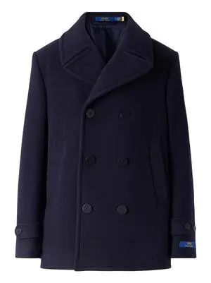 Polo Ralph Lauren Double-breasted Flannel Pea Coat - Blue
