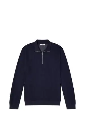 Mr P. Cotton-blend Double-faced Jersey Half-zip Sweatshirt - Blue