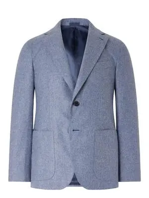Caruso Wool And Cashmere-blend Flannel Suit Jacket - Blue