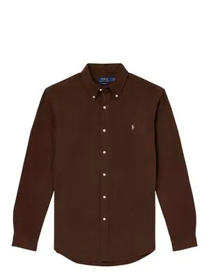 Polo Ralph Lauren Polo Ralph Lauren - Button-Down Collar Logo-Embroidered Cotton-Flannel Shirt - Men - Brown - XS Brown