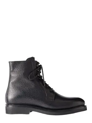 Mr P. Shearling-lined Full-grain Leather Lace-up Boots - Black
