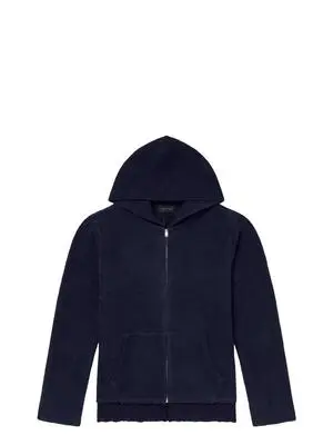 LES TIEN Cotton-fleece Zip-up Hoodie - Blue