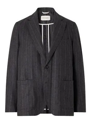 Oliver Peoples Westbury Striped Wool-blend Suit Jacket - Gray