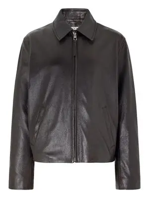Loewe Full-grained Leather Jacket - Brown