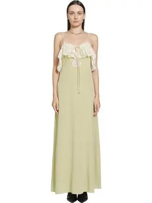 Chloé Silk Crepe De Chine Long Dress - Green