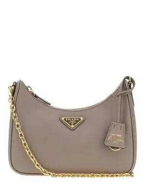 Prada Dark Grey Leather Re-edition 2005 Shoulder Bag - Gray