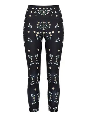 JESSIE ZHAO NEW YORK Night Garden High-waisted Cropped Leggings - Black