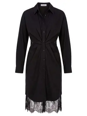 PAISIE Two-piece Shirt Dress Set - Black