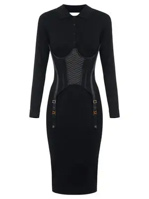 Elisabetta Franchi Knit Bustier Dress - Black