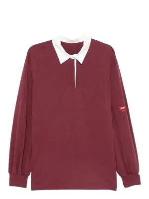 SYSTEM Embroidered-logo Polo Sweater - Wine