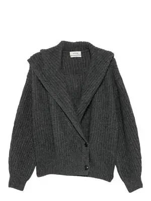 SYSTEM Ribbed-knit Hooded Cardigan - Grey
