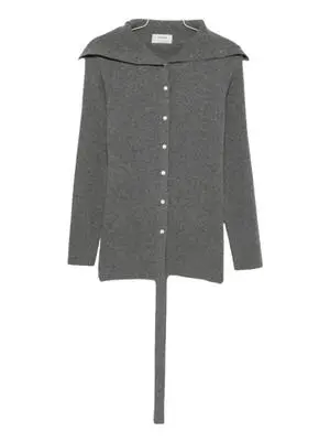 SYSTEM Ribbed-knit Sailor-collar Cardigan - Grey