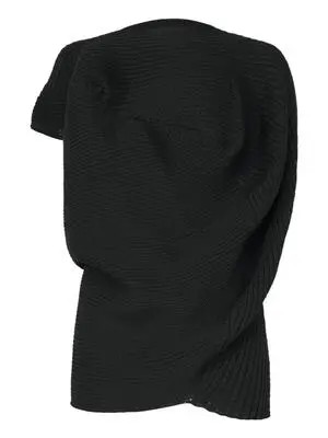 Issey Miyake Asymmetric Ribbed-knit Top - Black