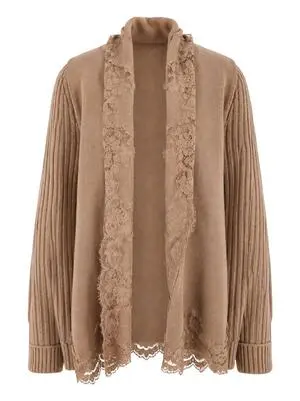 Ermanno Scervino Long-sleeve Ribbed Cardigan - Brown