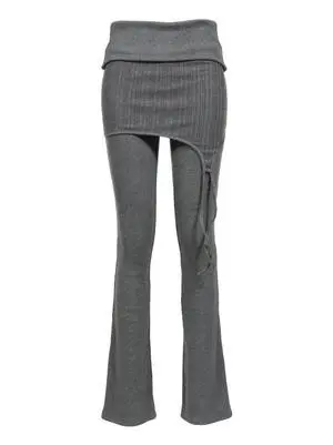 BOHEMSEO Layered Ribbed-knit Flared Trousers - Grey